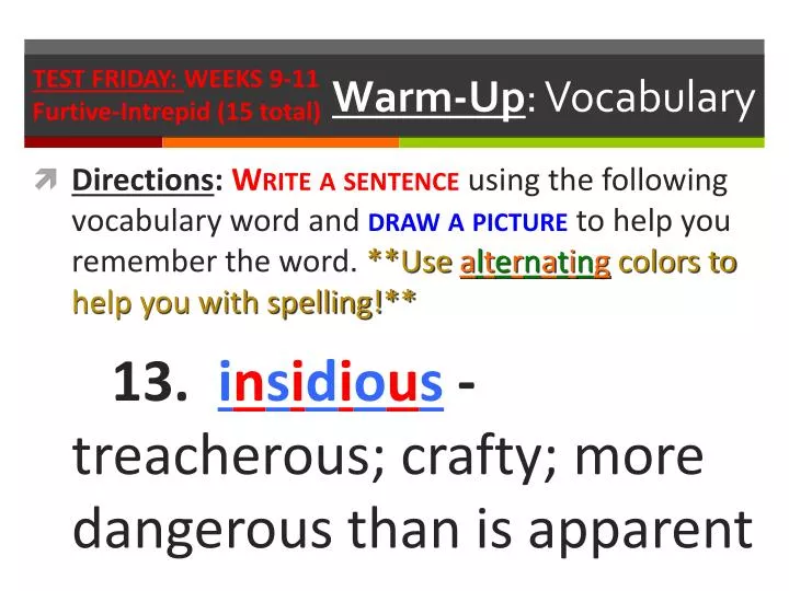 PPT - Warm-Up : Vocabulary PowerPoint Presentation, free download - ID ...