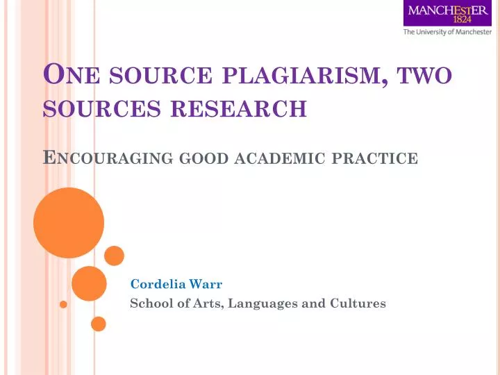 PPT - One source plagiarism, two sources research Encouraging good ...