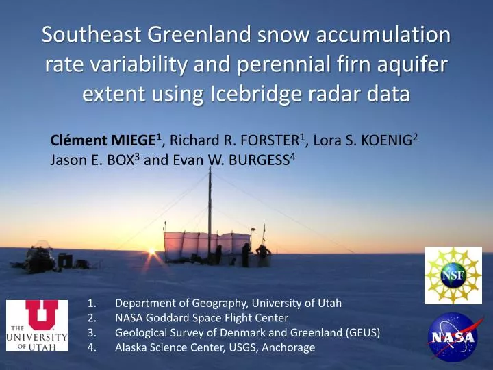 PPT - Clément MIEGE 1 , Richard R. FORSTER 1 , Lora S. KOENIG 2 Jason E ...