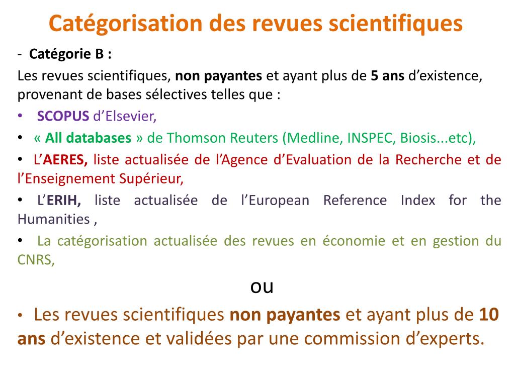 PPT - Catégorisation des revues pour soutenance du Doctorat et Habilitation Universitaire ...