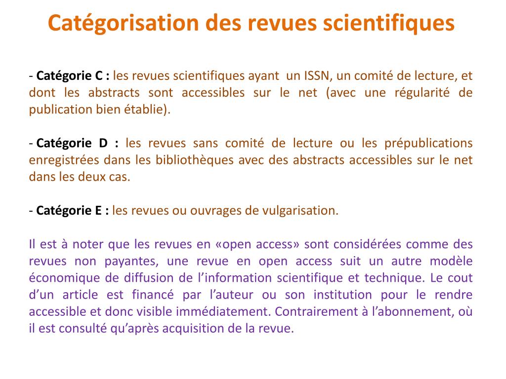 PPT - Catégorisation des revues pour soutenance du Doctorat et Habilitation Universitaire ...