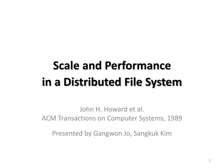 Ppt Scale And Performance In A Distributed File System Powerpoint
