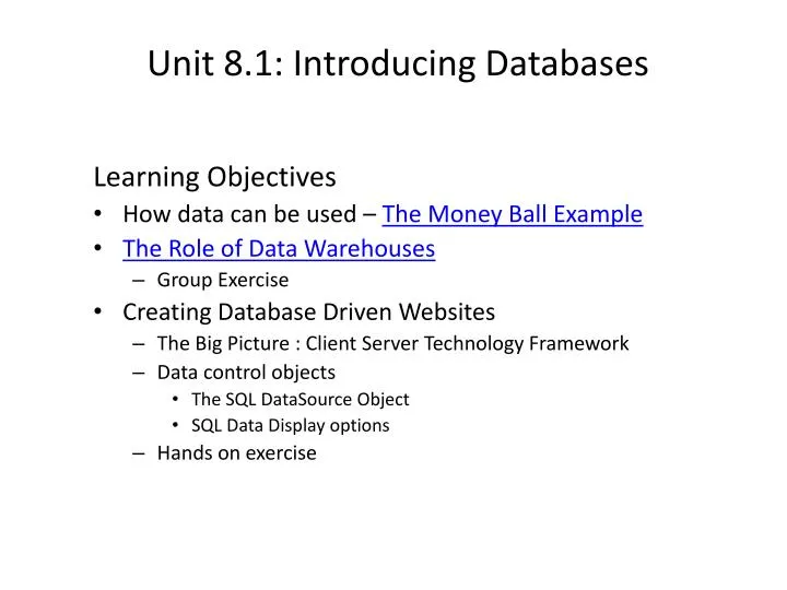 PPT - Unit 8.1: Introducing Databases PowerPoint Presentation, free ...