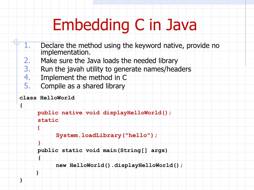 Ppt Java Native Interface Modified From Cs587x Lecture Department Of Computer Science