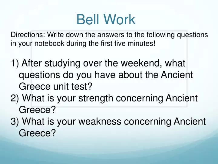 PPT - Bell Work PowerPoint Presentation, free download - ID:2177062