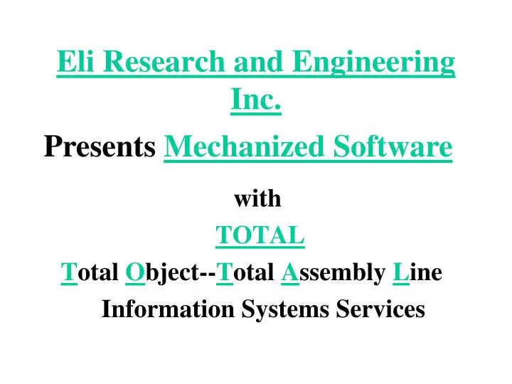 PPT - Eli Research and Engineering Inc. PowerPoint Presentation, free ...