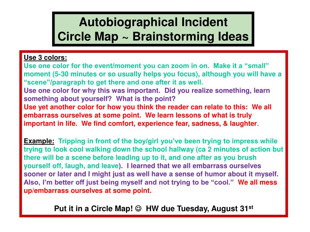 PPT - Exploring Autobiographical Incidents: A Guide for 6th Grade ...