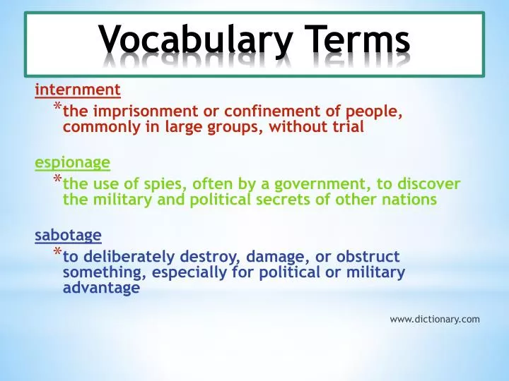 PPT - Vocabulary Terms PowerPoint Presentation, free download - ID:2177872