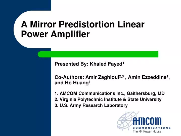 PPT - A Mirror Predistortion Linear Power Amplifier PowerPoint ...