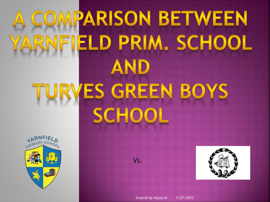 PPT - A comparison between Yarnfield prim. School and Turves green boys ...