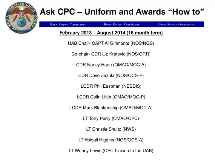 PPT - Ask CPC – Uniform and Awards “How to” PowerPoint Presentation ...