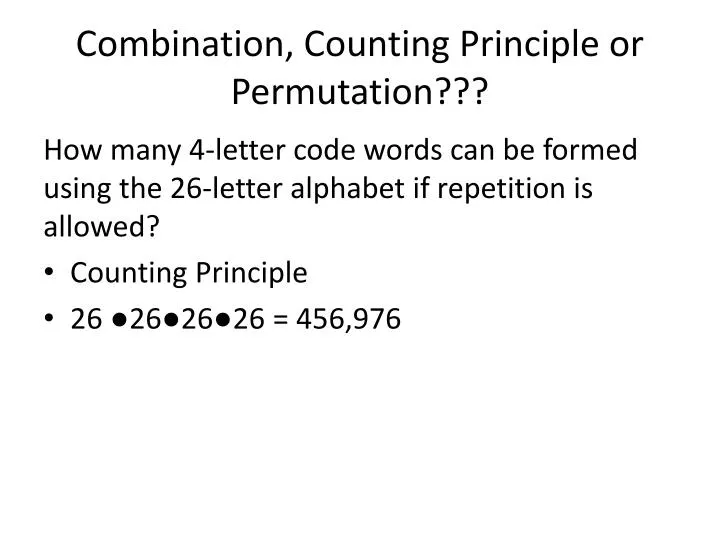 Ppt Combination Counting Principle Or Permutation Powerpoint