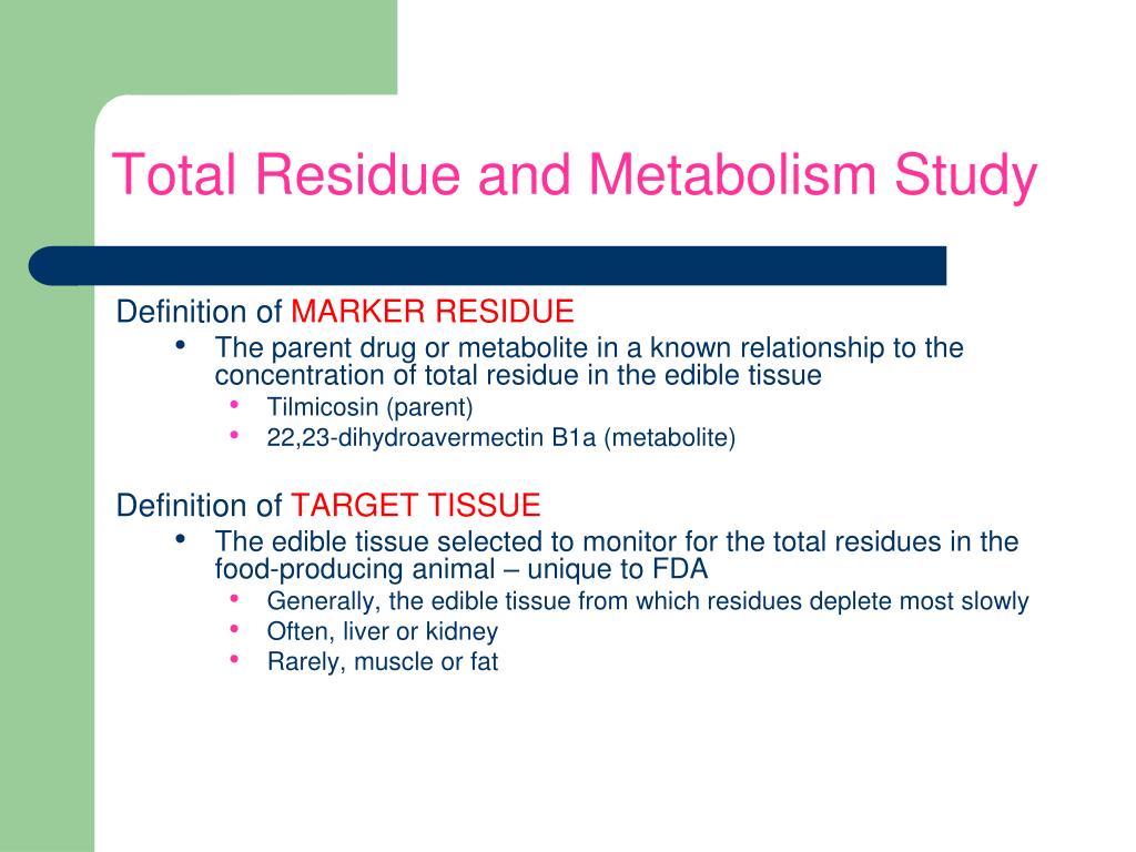 PPT - Human Food Safety of New Animal Drugs: Residue Chemistry ...