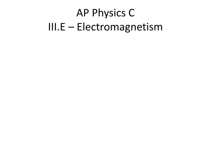 PPT - AP Physics C III.E – Electromagnetism PowerPoint Presentation ...