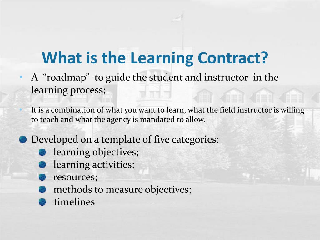 PPT - Creating a Learning Contract for Social Work Field Placement ...