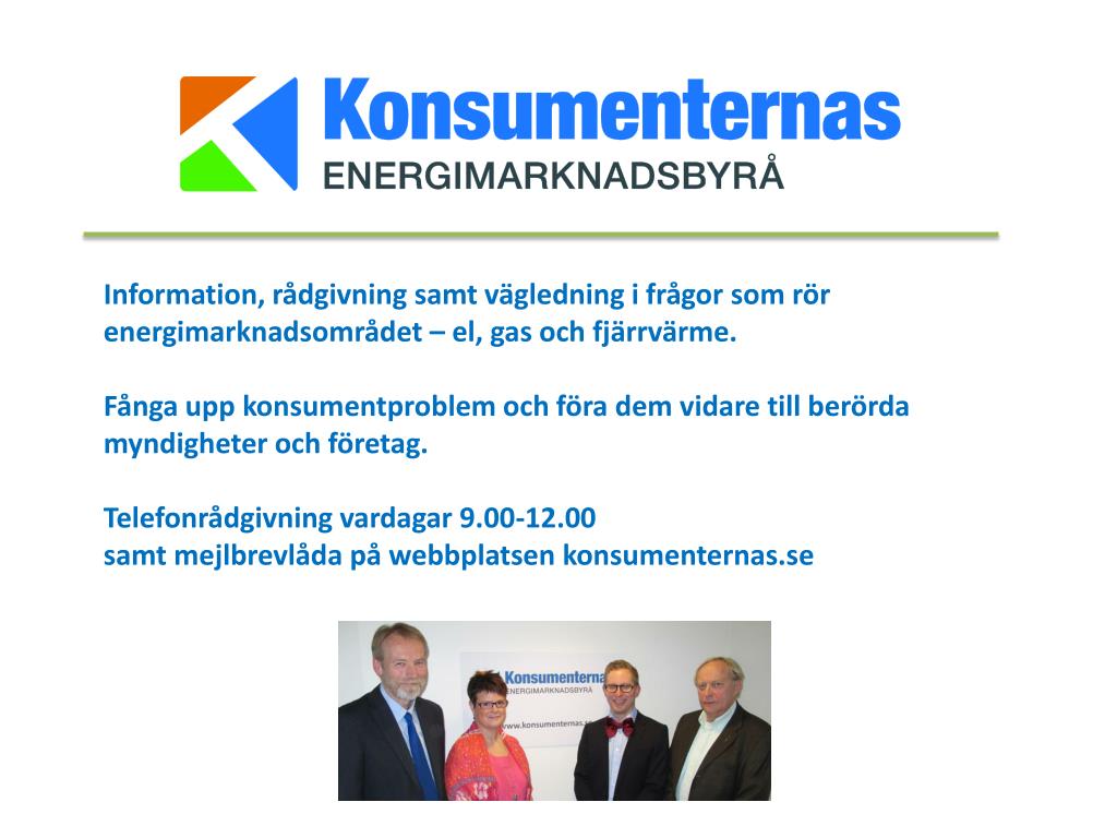 PPT - Huvudmän: Konsumentverket Energimarknadsinspektionen ...