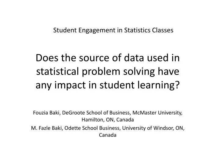PPT - Student Engagement in Statistics Classes PowerPoint Presentation ...