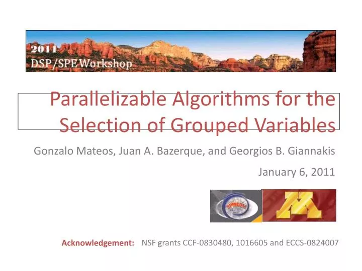 Ppt Parallelizable Algorithms For The Selection Of Grouped Variables Powerpoint Presentation