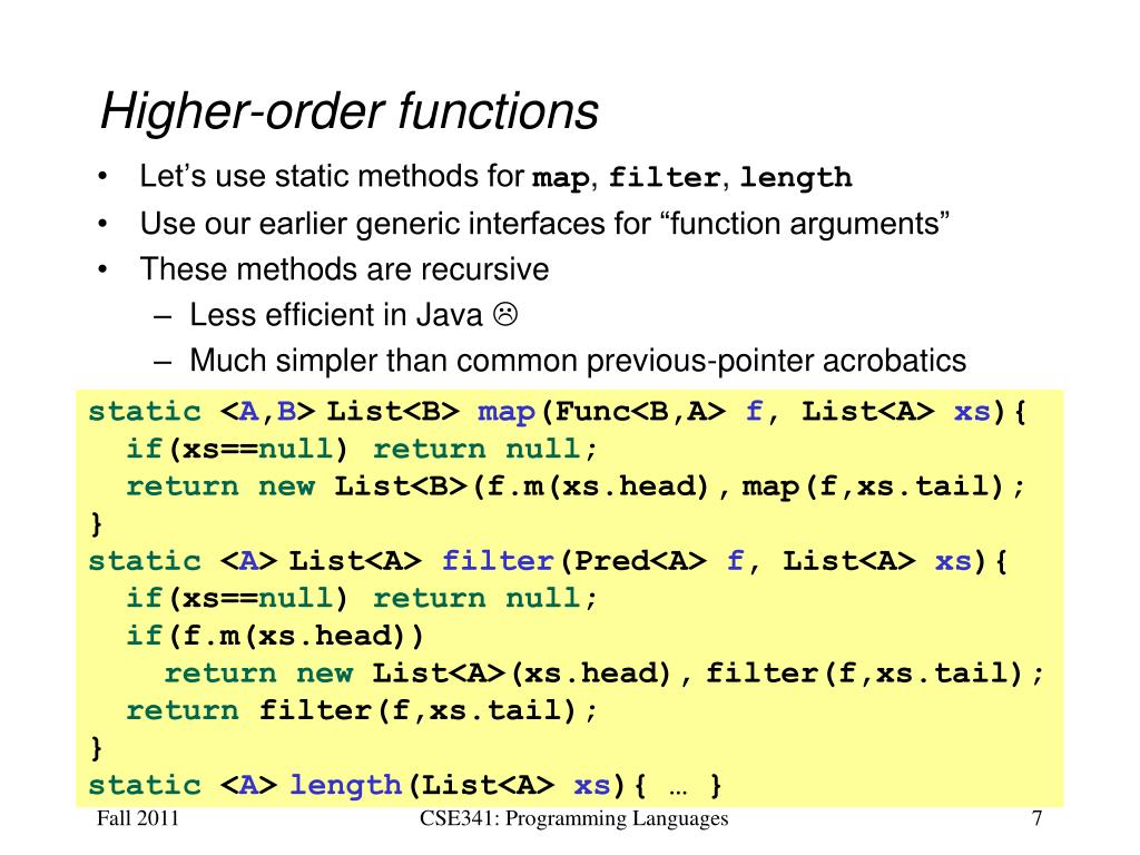Ppt Cse341 Programming Languages Lecture 11 Closures Ish Java And C Powerpoint Presentation