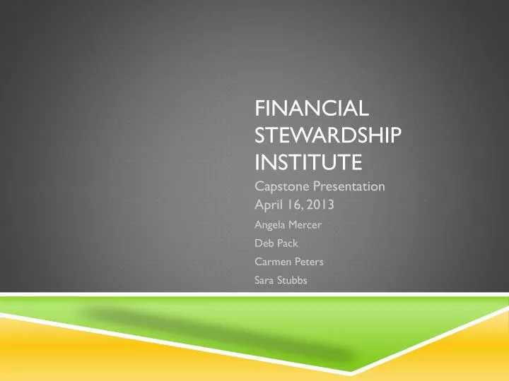 PPT - Financial Stewardship Institute PowerPoint Presentation, free ...