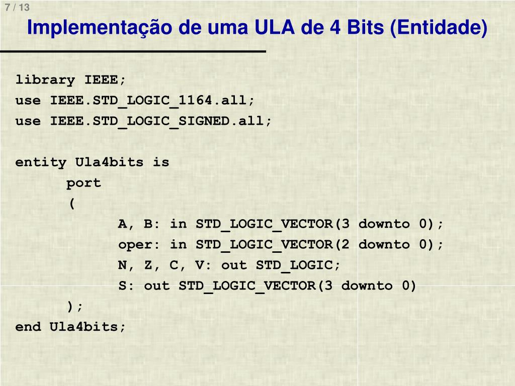 PPT - Projeto de Circuito Combinacional Unidade Lógica e Aritmética ( ULA ) PowerPoint ...