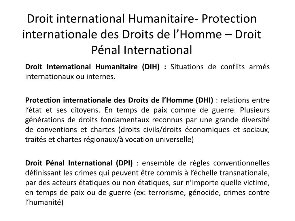 PPT - Droit International Humanitaire (DIH) : Situations de conflits ...