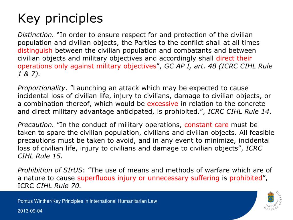 PPT - Key Principles in International Humanitarian Law Pontus Winther ...