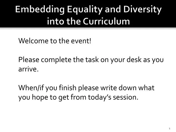 Ppt Embedding Equality And Diversity Into The Curriculum Powerpoint