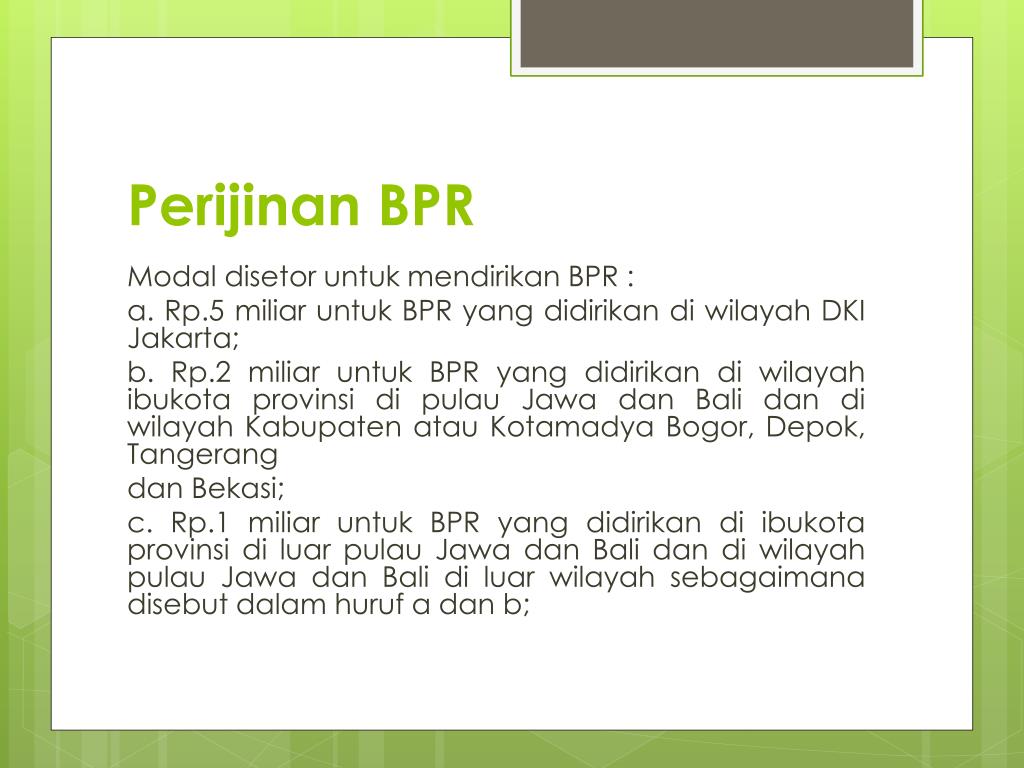 PPT - Bank Perkreditan Rakyat (BPR) PowerPoint Presentation, free ...