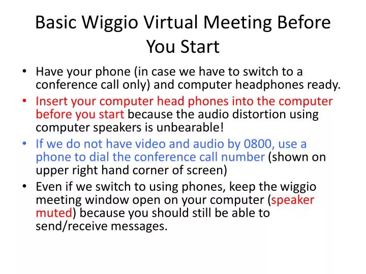 PPT - Basic Wiggio Virtual Meeting Before You Start PowerPoint ...