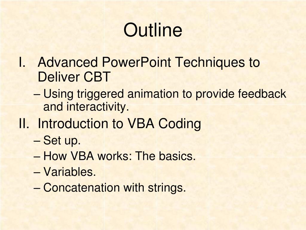 Ppt Advanced Powerpoint Techniques And Introduction To Vba Coding Powerpoint Presentation Id