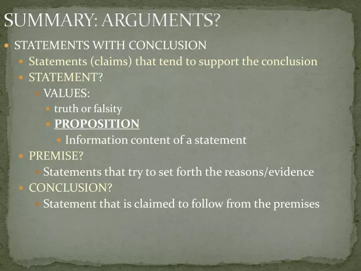 PPT - SUMMARY: ARGUMENTS? PowerPoint Presentation, free download - ID ... PPT - SUMMARY: ARGUMENTS? PowerPoint Presentation, free download - ID ...
