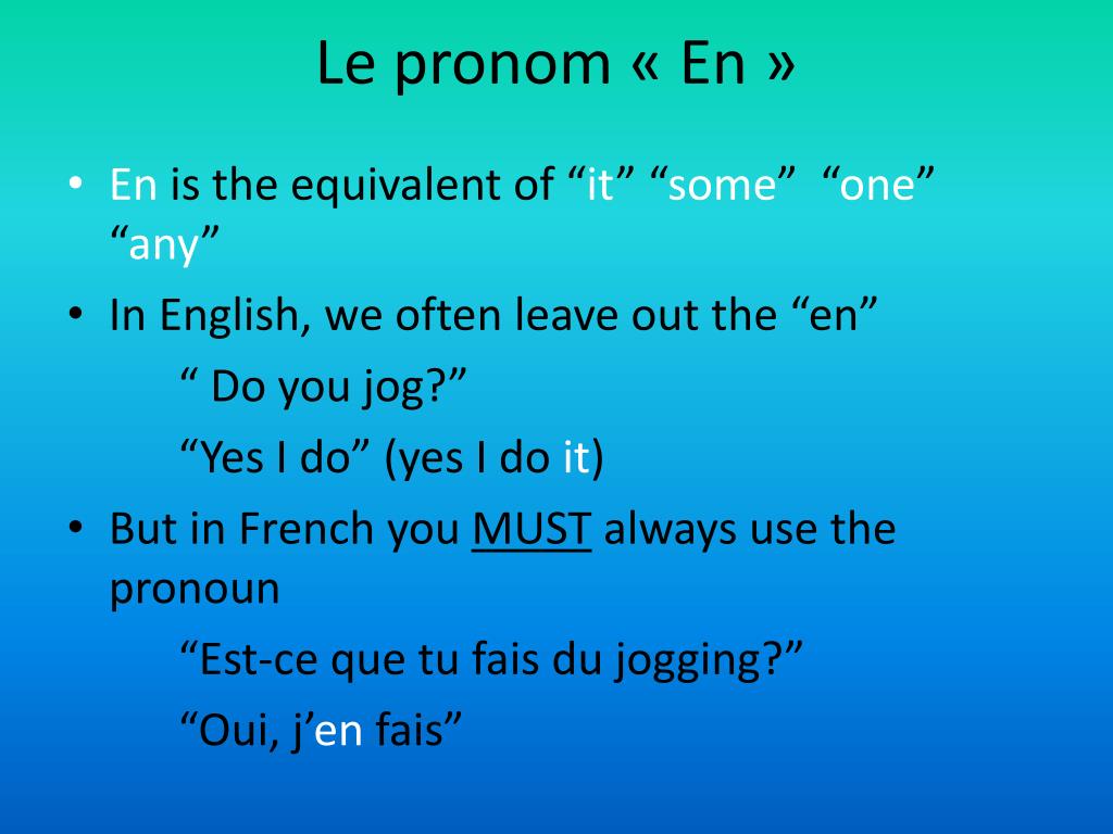 PPT - Les Pronoms Y et En PowerPoint Presentation, free download - ID ...