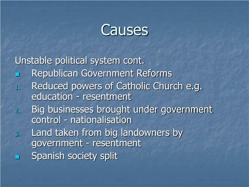 PPT - Spanish Civil War 1936-1939: Causes and Divisions PowerPoint ...