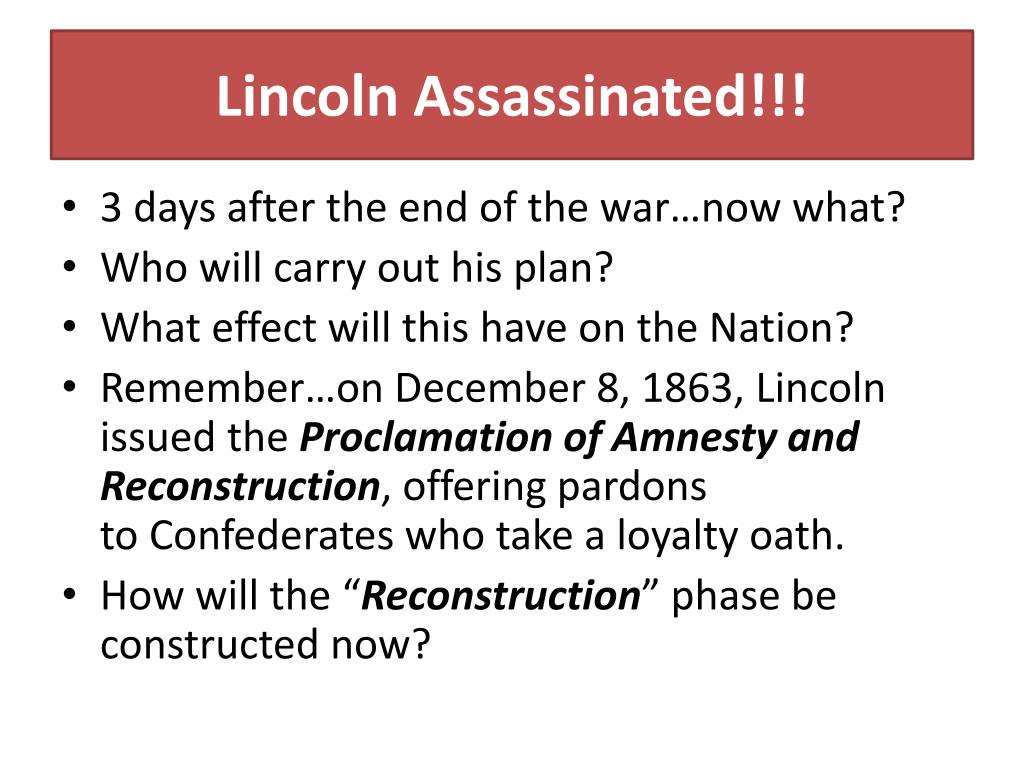 PPT - Reconstruction: America's Unfinished Revolution (1865-1877 ...