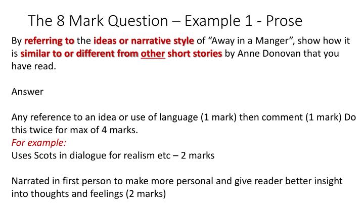 PPT - The 8 Mark Question – Example 1 - Prose PowerPoint Presentation ...