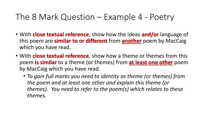 PPT - The 8 Mark Question – Example 1 - Prose PowerPoint Presentation ...
