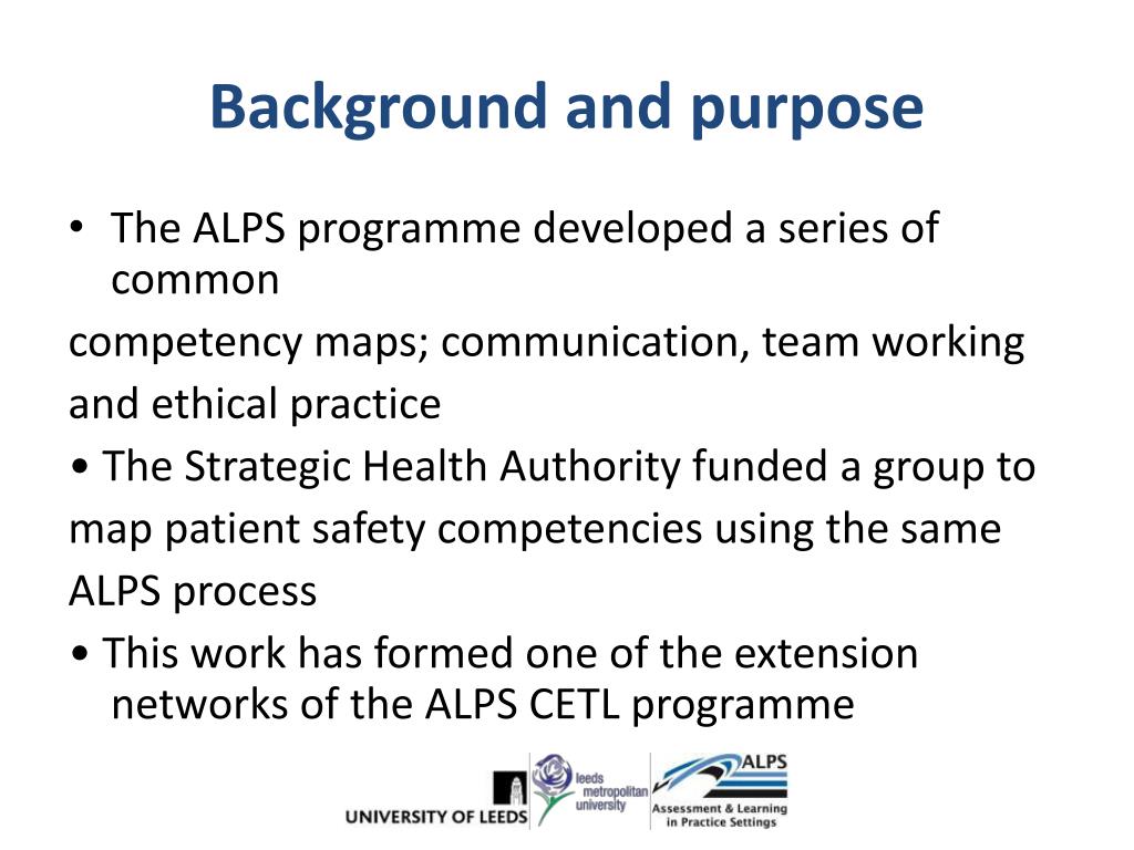 PPT - ALPS Patient Safety Mapping Competencies Catherine Coates, Leeds ...