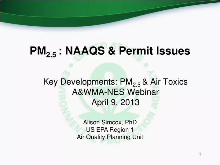 PPT - PM 2.5 : NAAQS & Permit Issues PowerPoint Presentation, free ...
