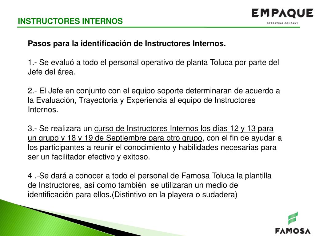 PPT - Proyecto de Capacitación Instructores internos Famosa 2012-2013 ...