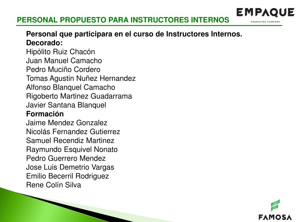 PPT - Proyecto de Capacitación Instructores internos Famosa 2012-2013 ...
