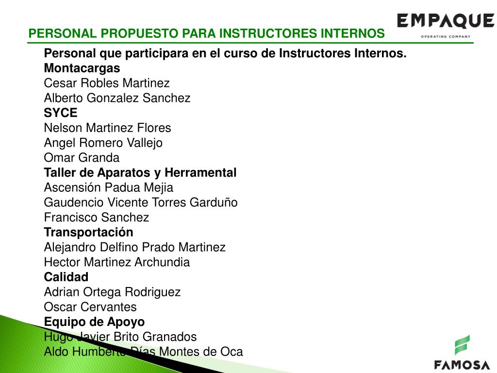 PPT - Proyecto de Capacitación Instructores internos Famosa 2012-2013 ...