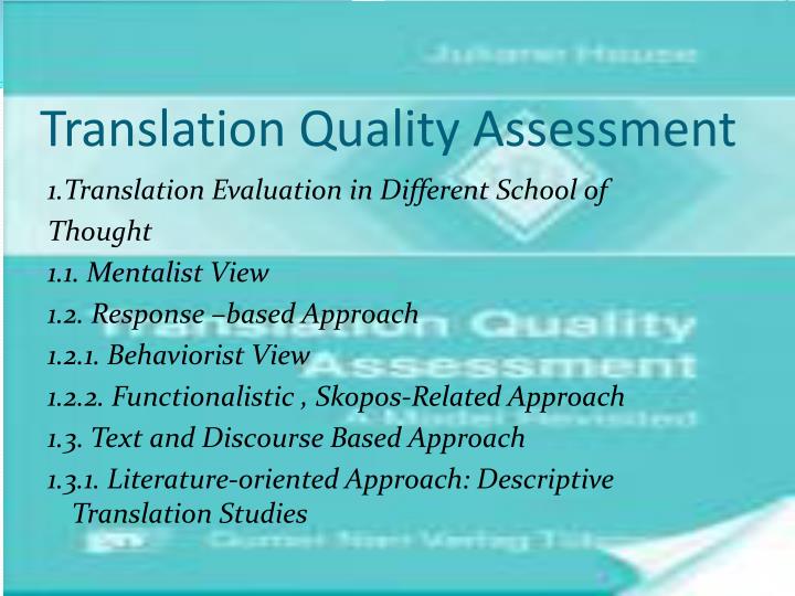 Translation Of Translation Quality Assessment