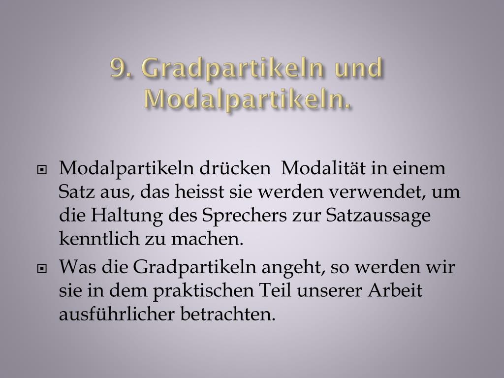 PPT - Die Bedeutung von partikeln hinsichtlich der AspektualitÄt ...