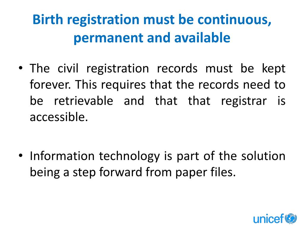 PPT - Launch of UNICEF Reports on Birth Registration: Main Findings and ...