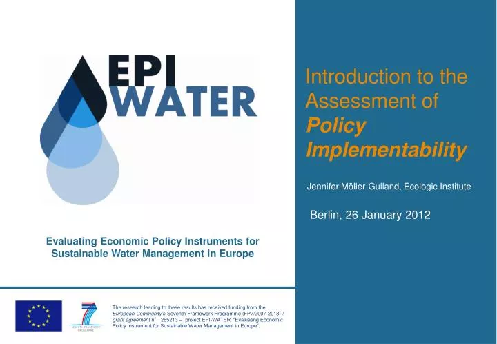 PPT - Introduction to the Assessment of Policy Implementability ...