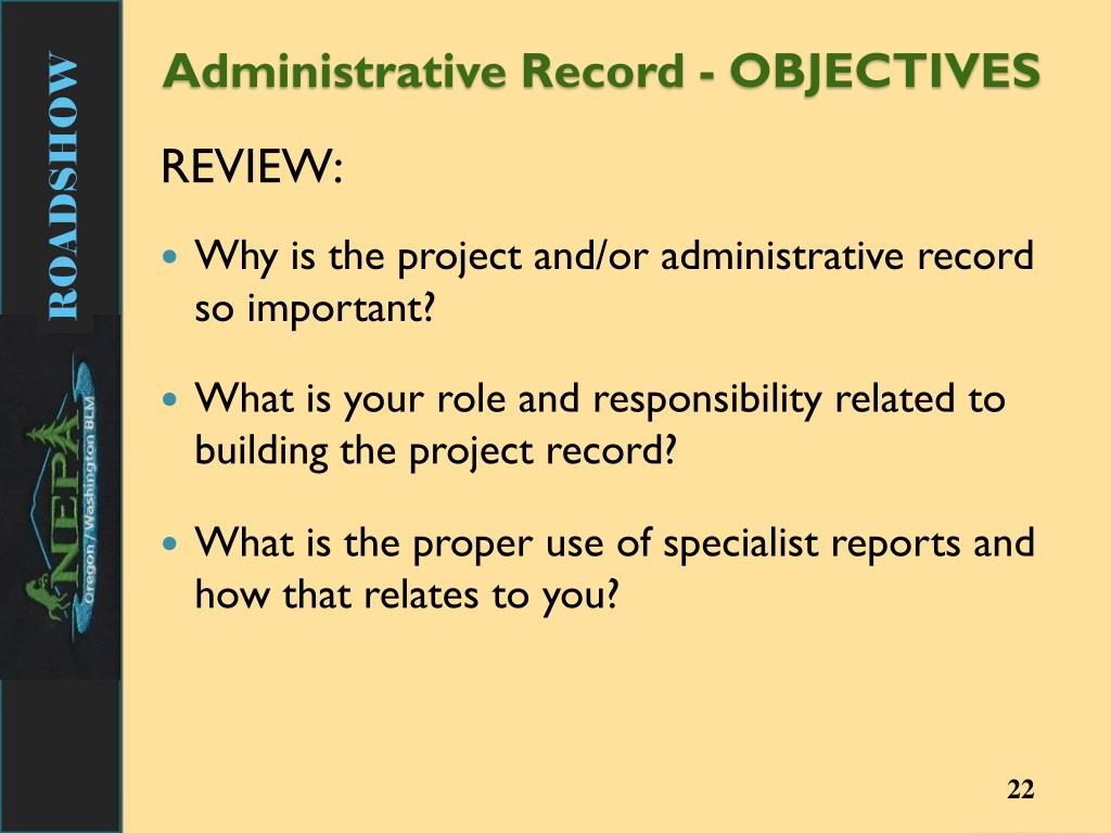 PPT - Administrative Record ANITA BILBAO, OR-931 Forest Management ...