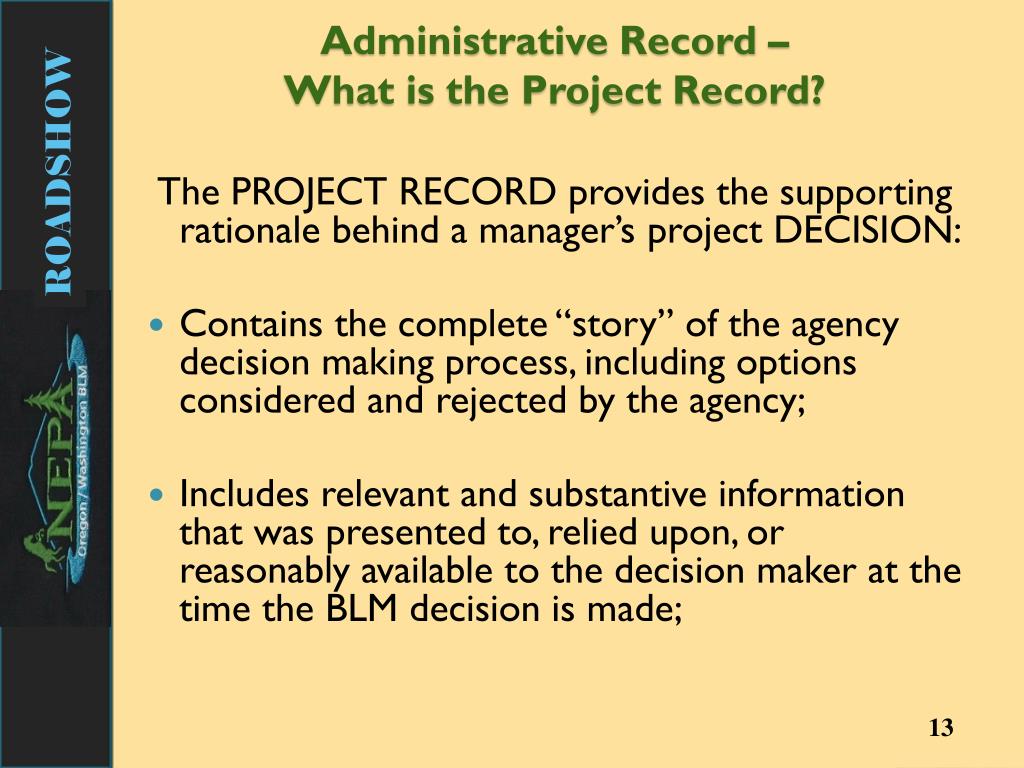 PPT - Administrative Record ANITA BILBAO, OR-931 Forest Management ...