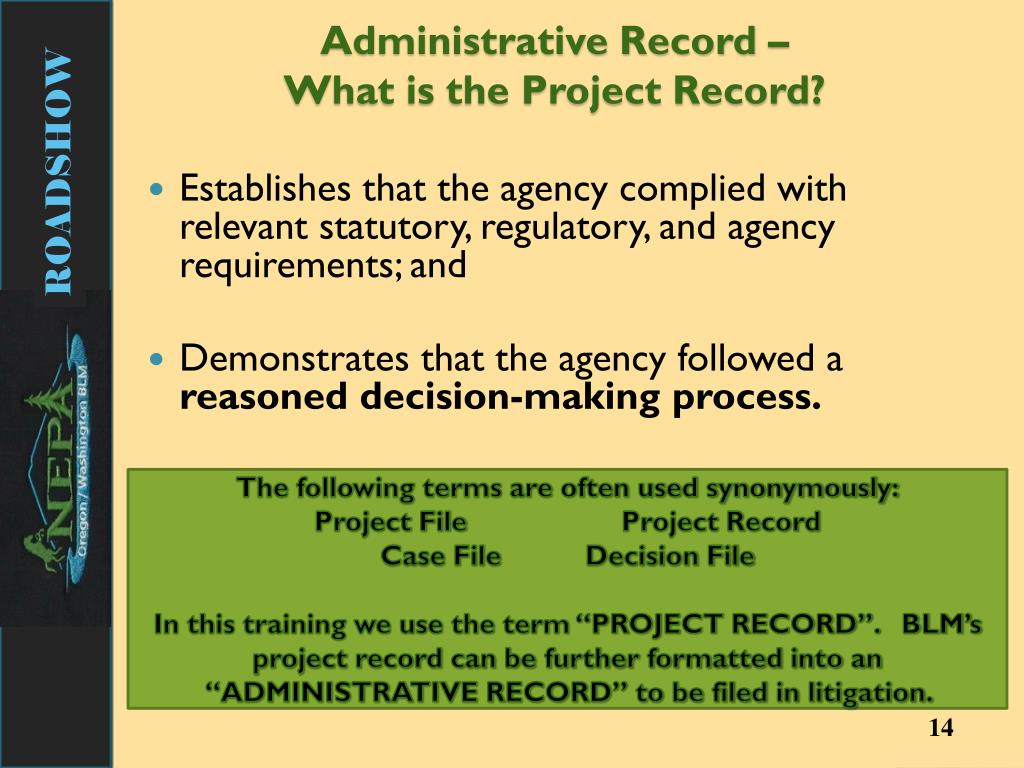 PPT - Administrative Record ANITA BILBAO, OR-931 Forest Management ...