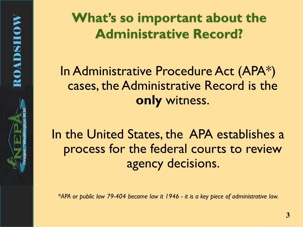 PPT - Administrative Record ANITA BILBAO, OR-931 Forest Management ...